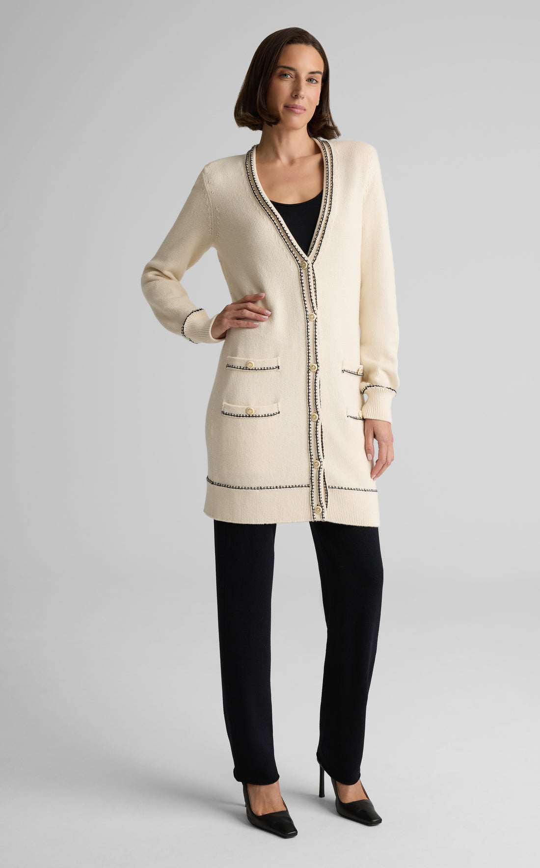 Chantal Cardigan in Brisé Cotton Knit | St. John Knits