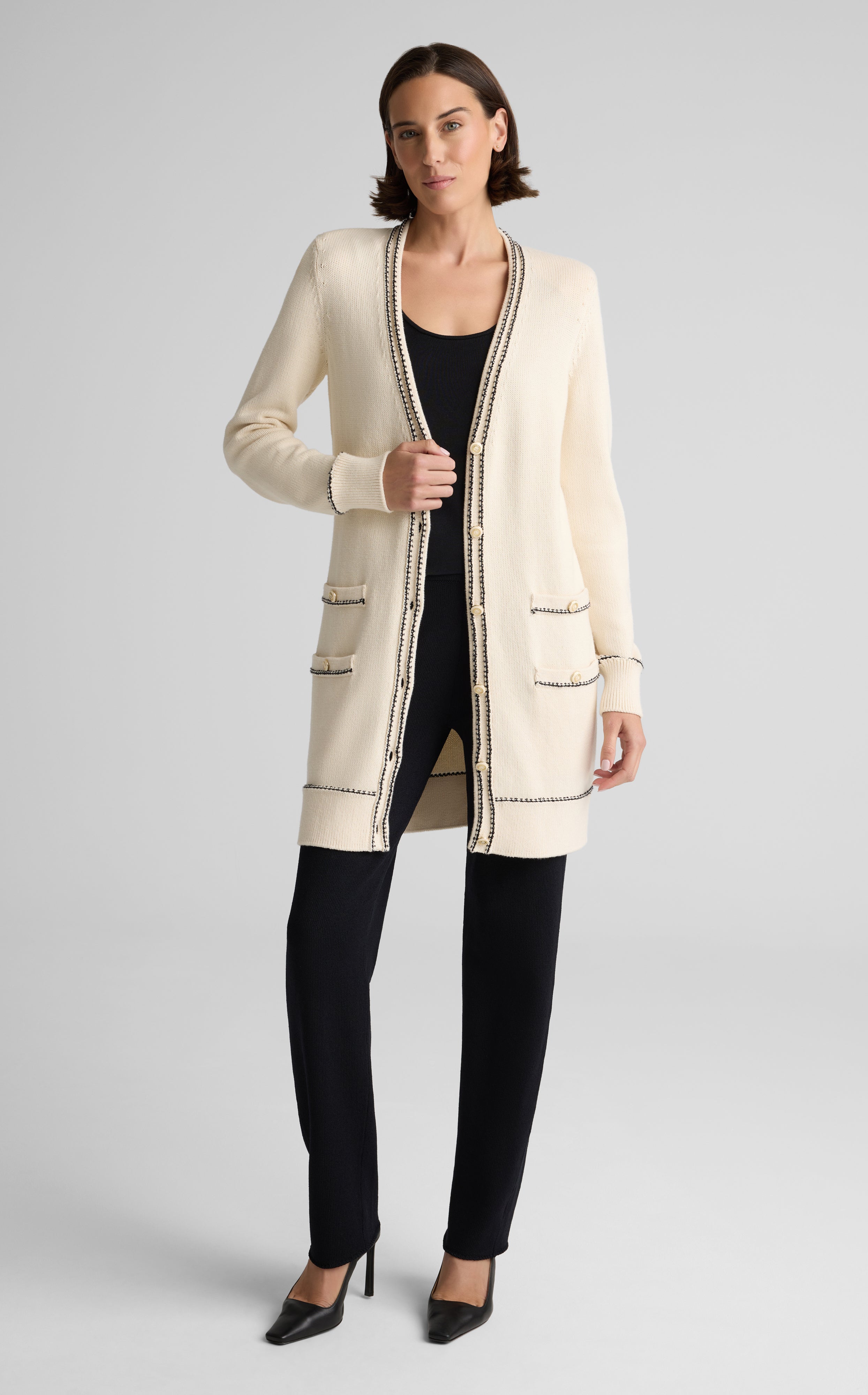 Chantal Cardigan in Brisé Cotton Knit | St. John Knits