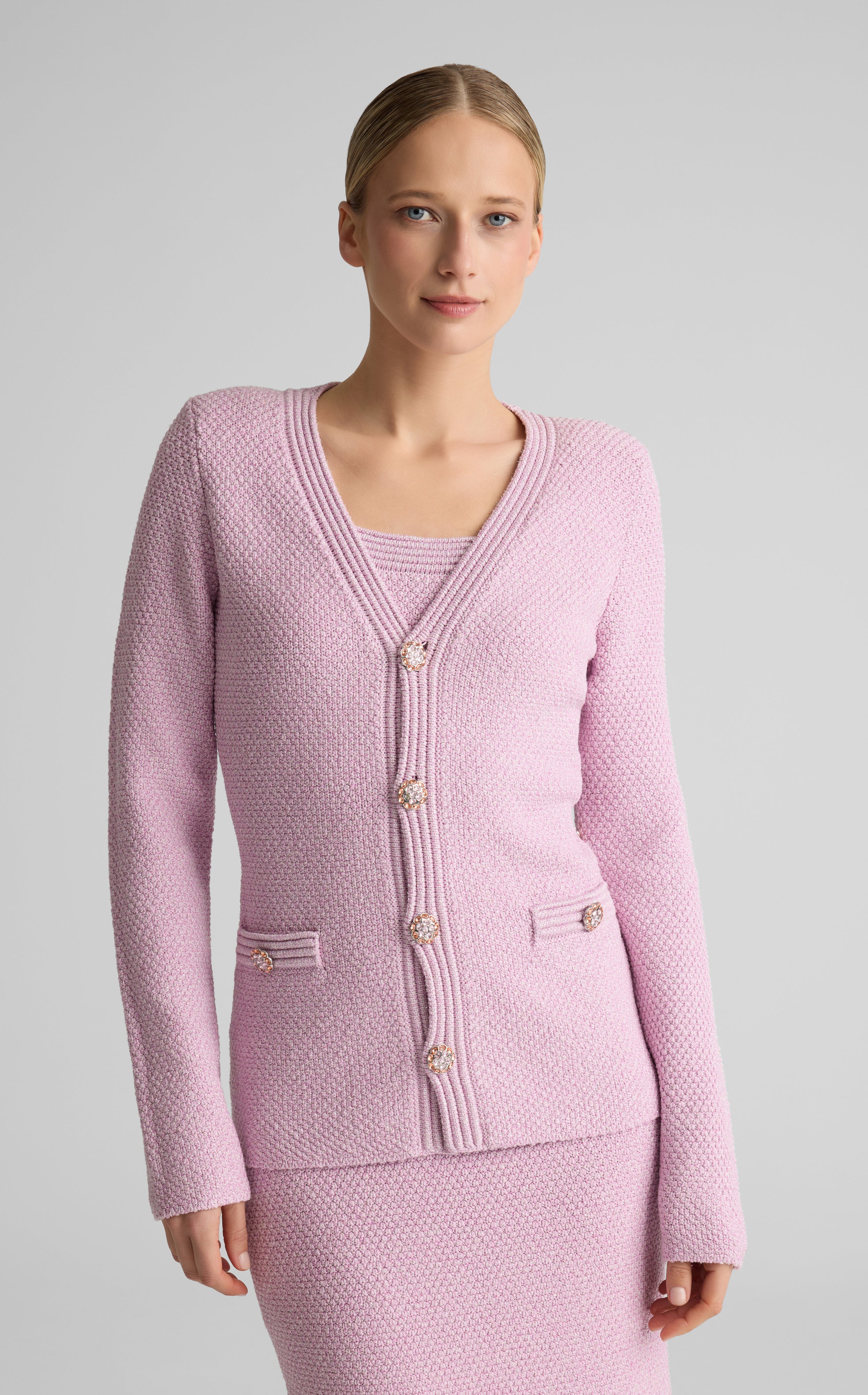 Vivara Jacket In Metallic Mouliné Knit | St. John Knits