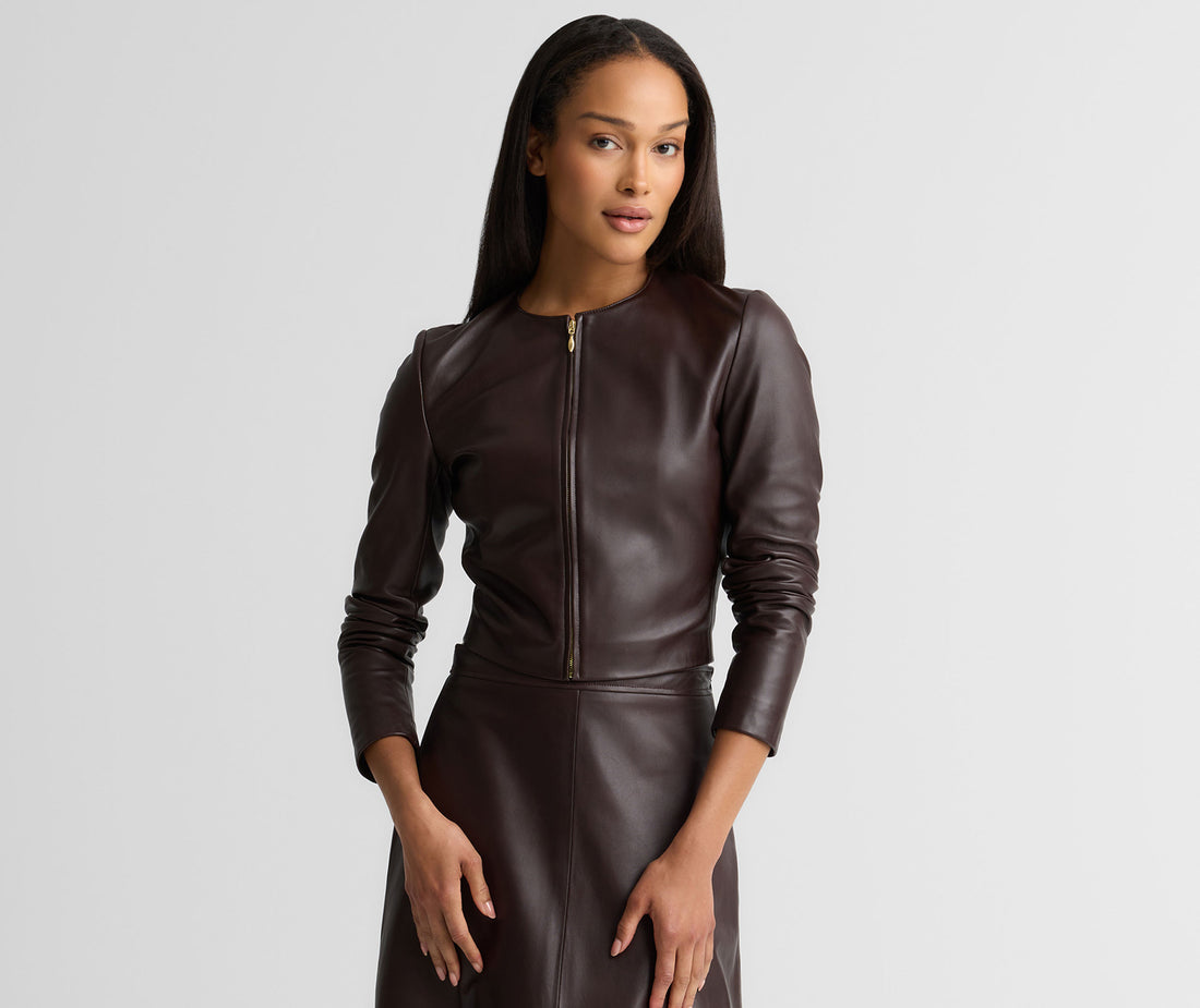 Clarissa Jacket In Nappa Leather – St. John Knits