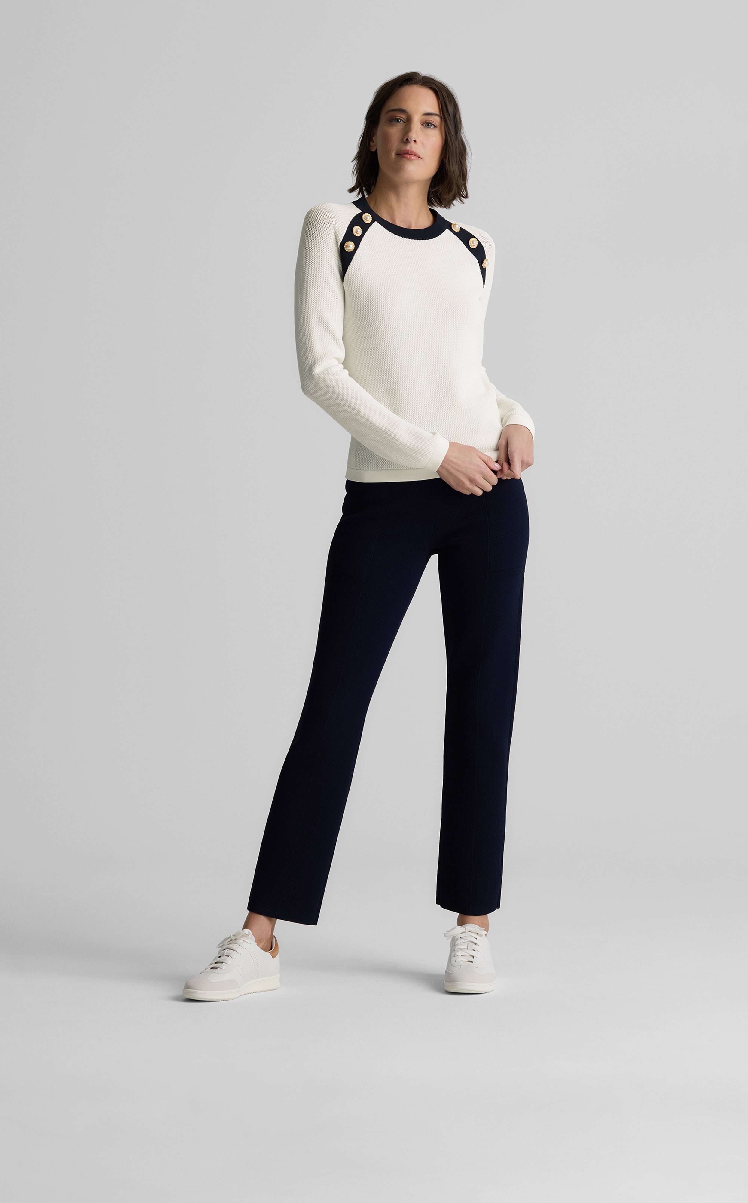 Sheryl Sweater in St. John x Malbon Contrast Knit – St. John Knits